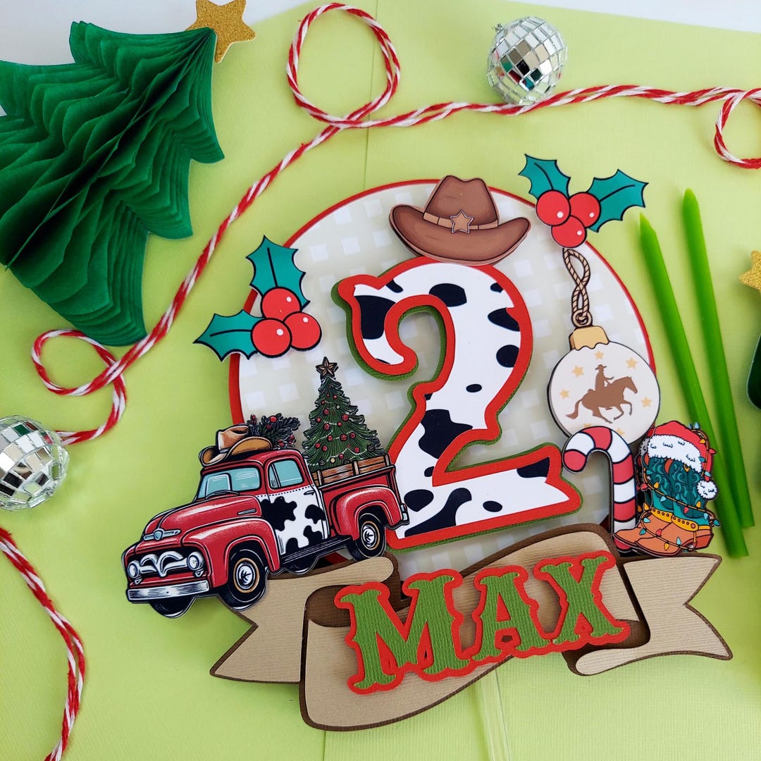 Western Christmas Cowboy Cake Topper, First Rodeo Cake Topper, Howdy ...