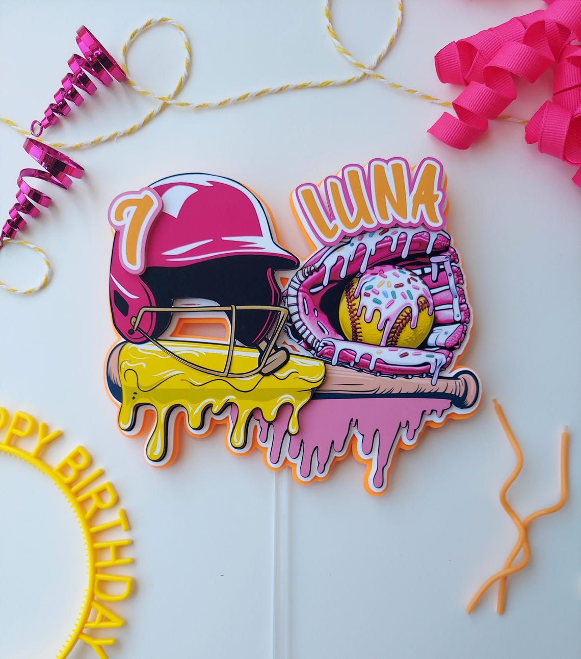 Softball Cake Topper, Custom Softball Birthday Party Topper, Softball ...