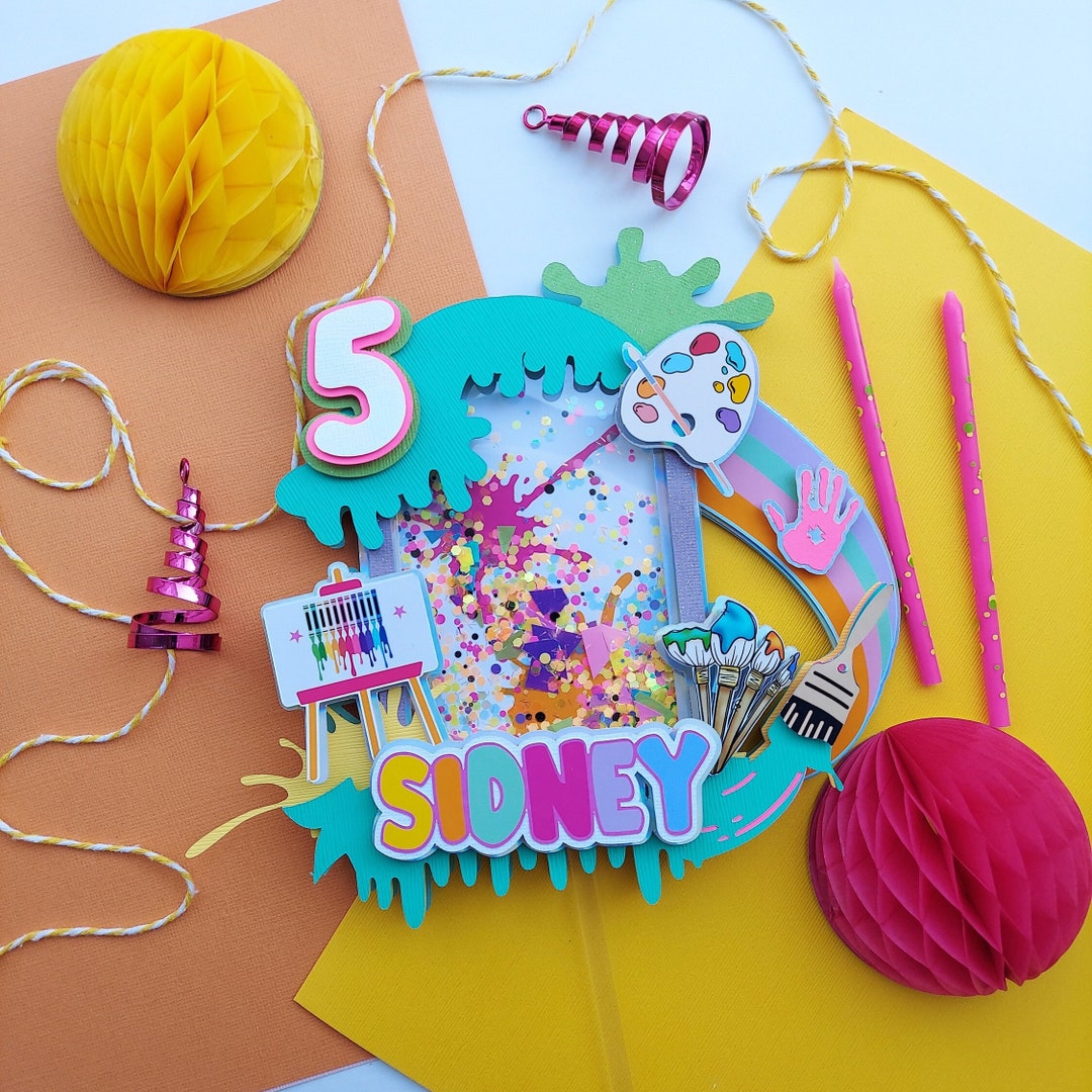 Art Paint Theme Cake Topper, Cake Topper, Art Birthday, Paint Birthday ...