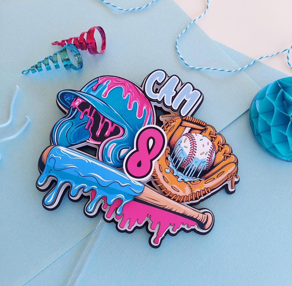Baseball Cake Topper, Custom Baseball Birthday Party Topper, Baseball ...