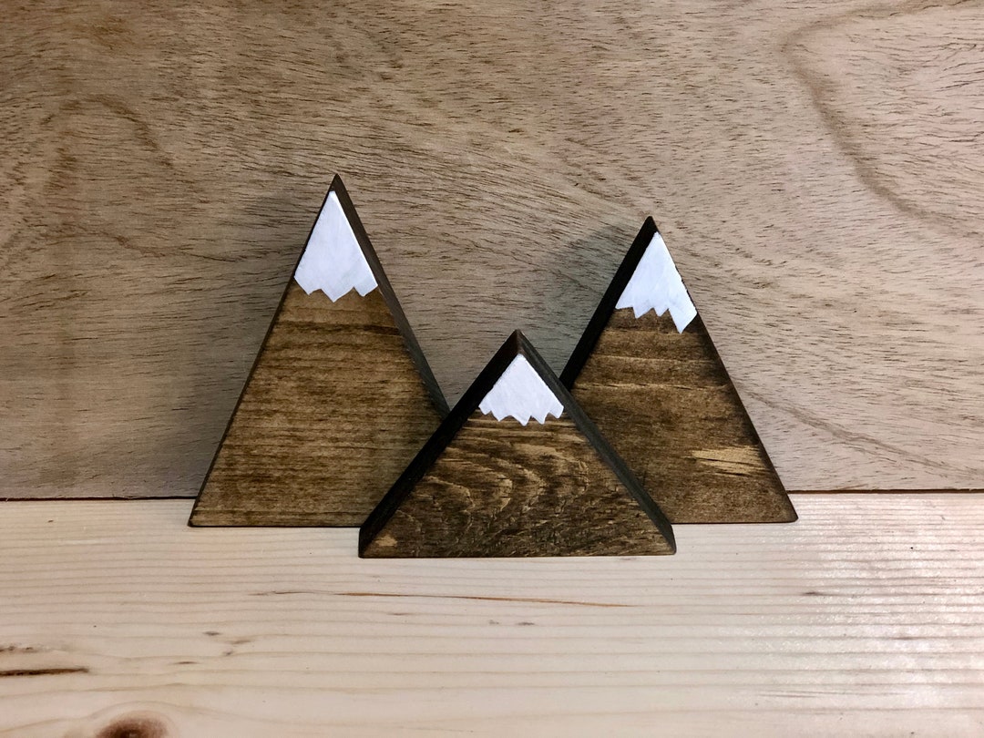 Mountain Shelf Decor Shelf Decor Nursery Mini Wood Mountain Snow Capped ...