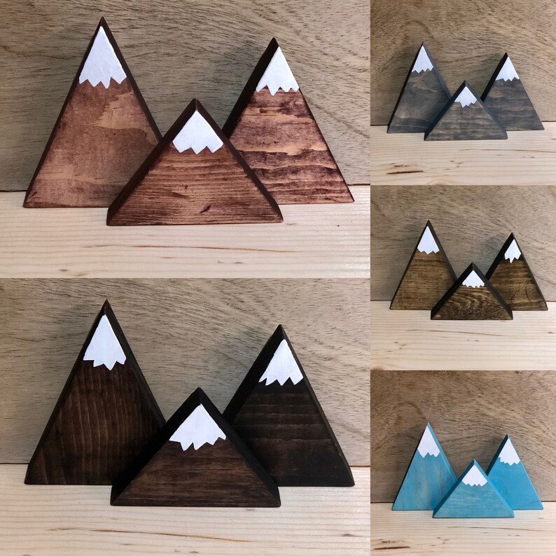 Mountain Shelf Decor Shelf Decor Nursery Mini Wood Mountain Snow Capped ...