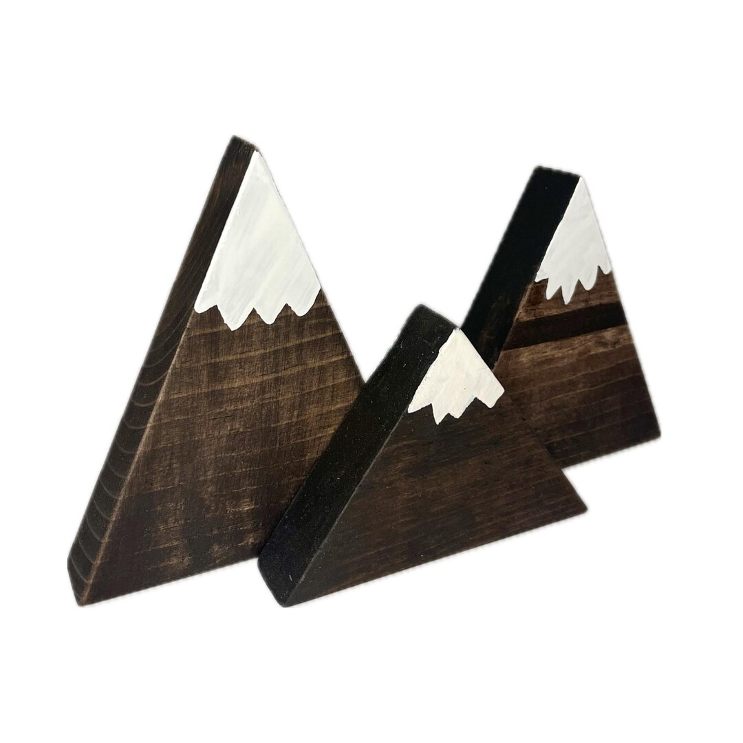 Mountain Shelf Decor | Shelf Decor Nursery | Mini Wood Mountain | Snow ...