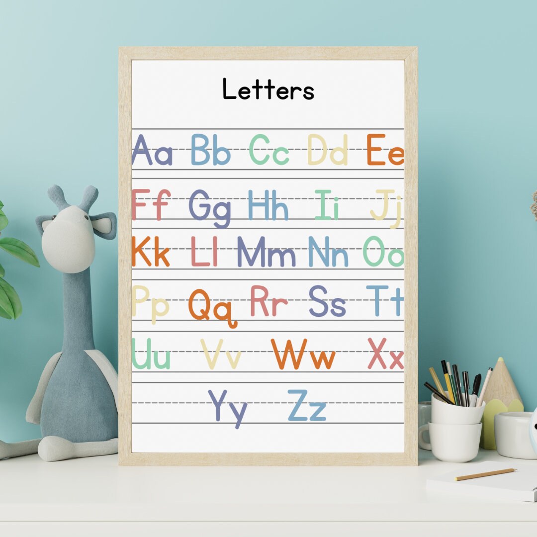 Muted Rainbow Color ABC Chart Alphabet Chart - Etsy