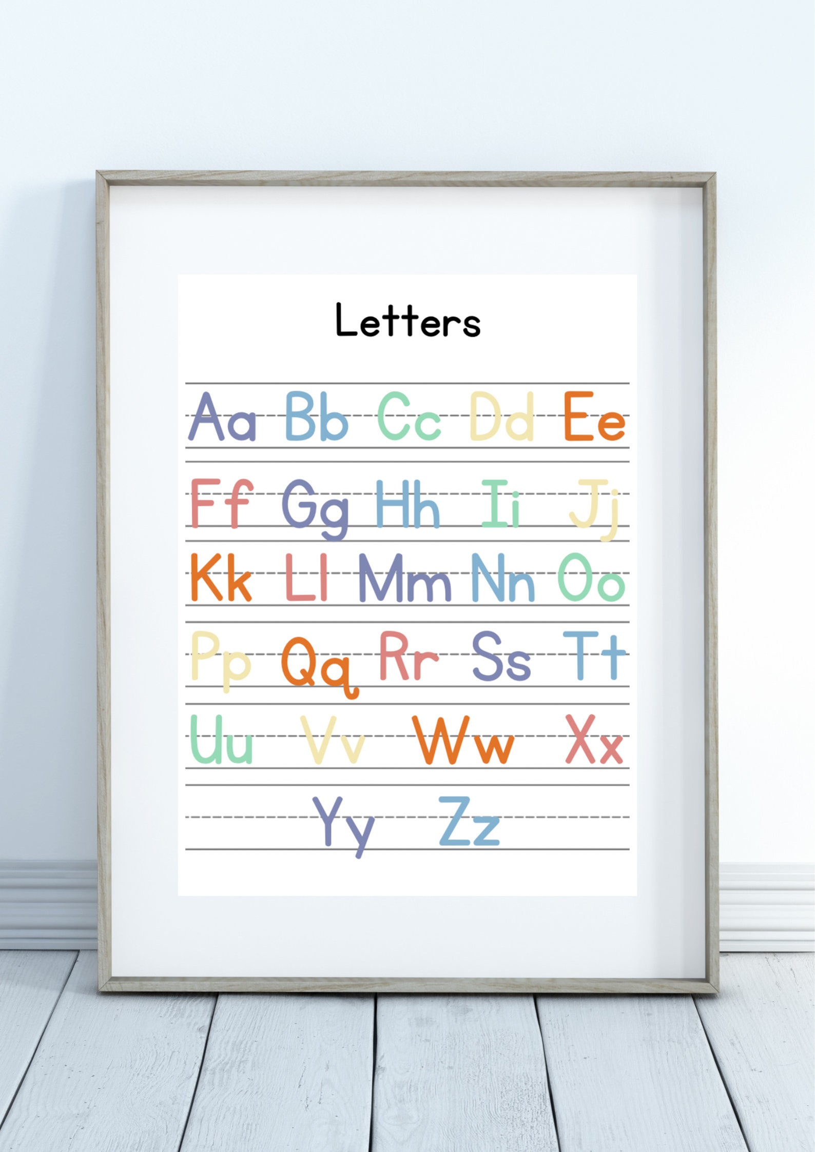 Muted Rainbow Color ABC Chart Alphabet Chart - Etsy