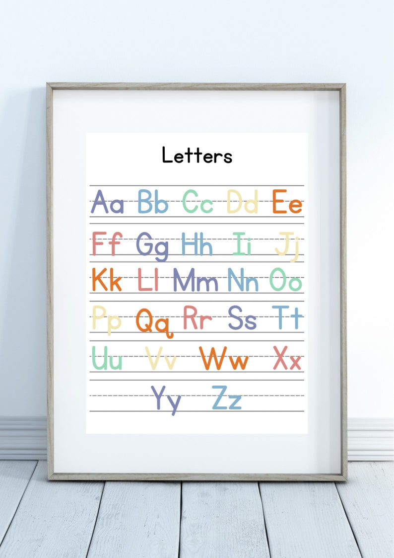 Muted Rainbow Color ABC Chart || Alphabet Chart - Etsy