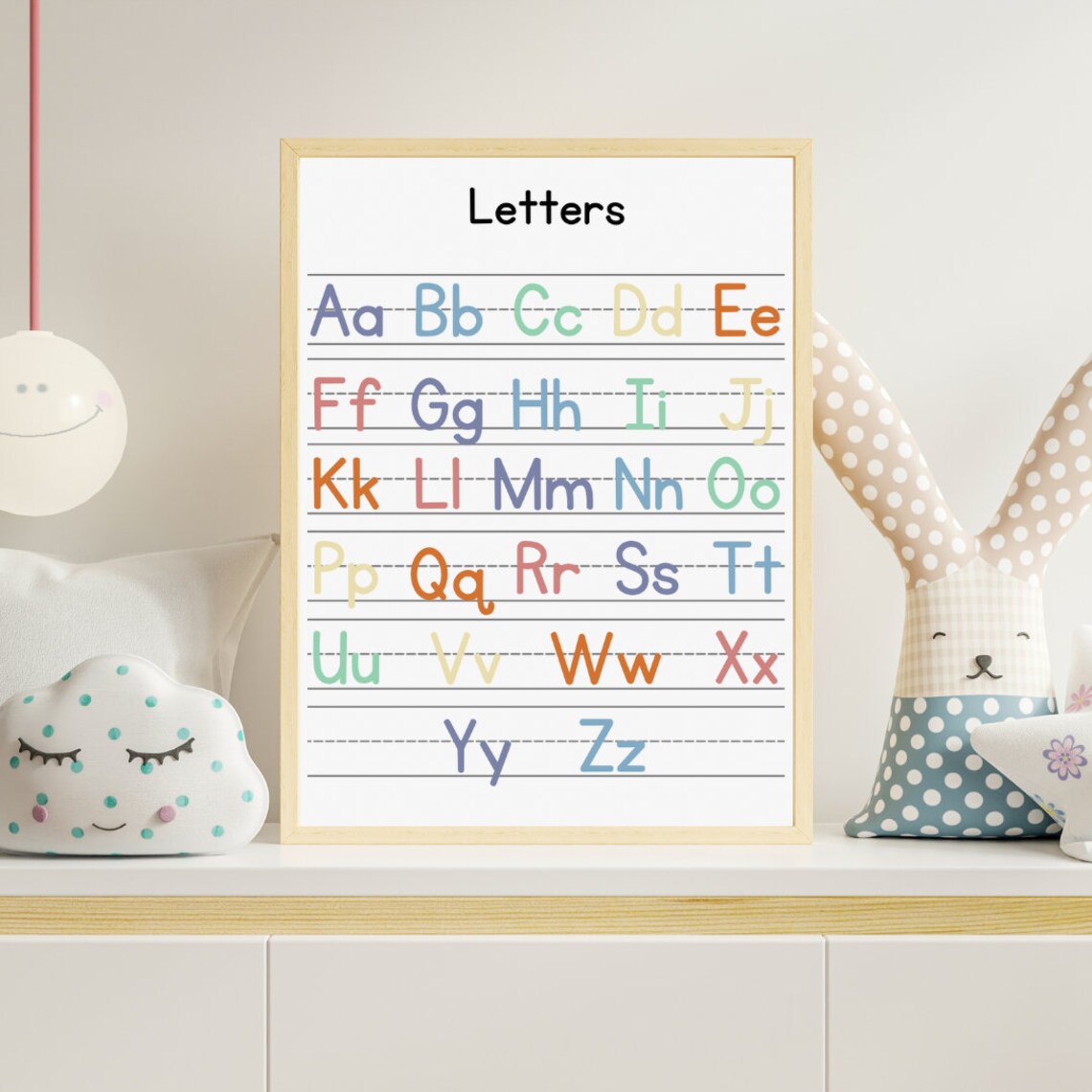 Muted Rainbow Color ABC Chart Alphabet Chart - Etsy
