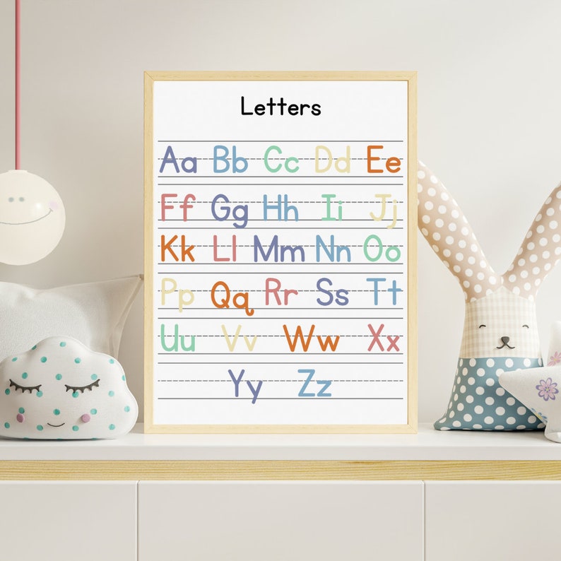 Muted Rainbow Color ABC Chart || Alphabet Chart - Etsy