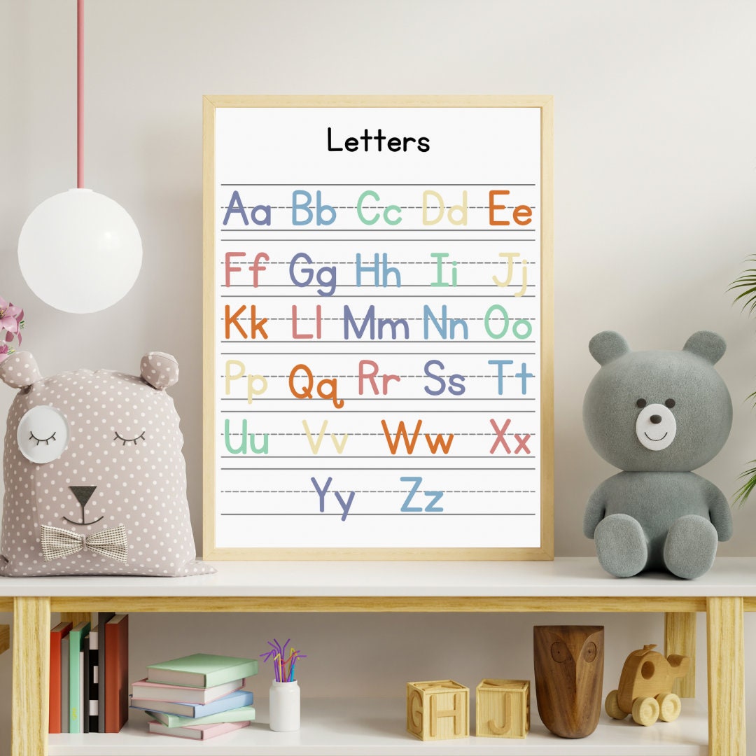 Muted Rainbow Color ABC Chart Alphabet Chart - Etsy