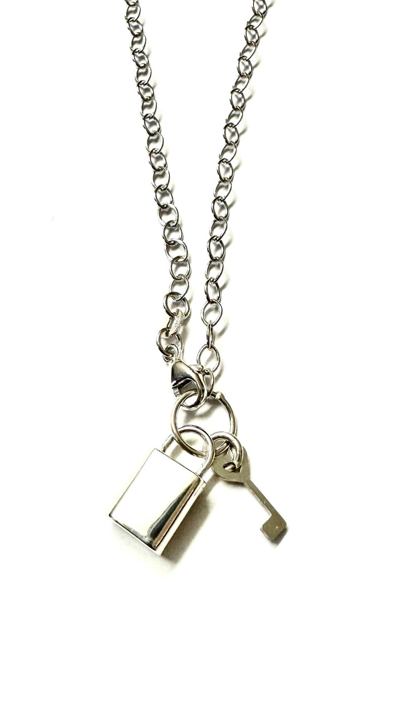Padlock and Key Sterling Silver Design Necklace - Etsy