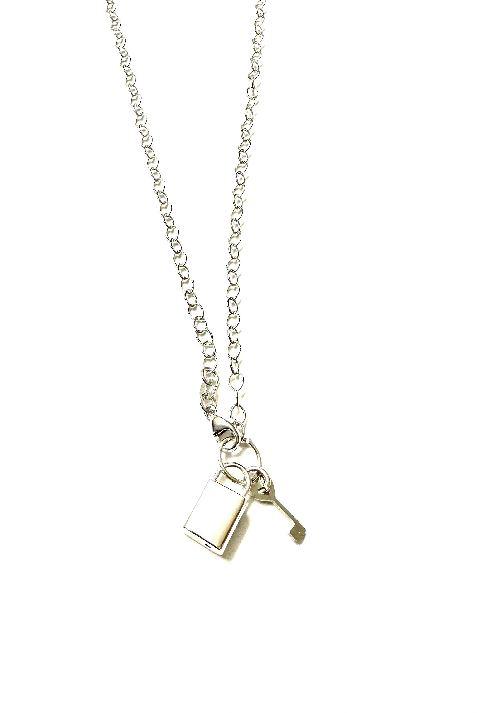 Padlock and Key Sterling Silver Design Necklace - Etsy