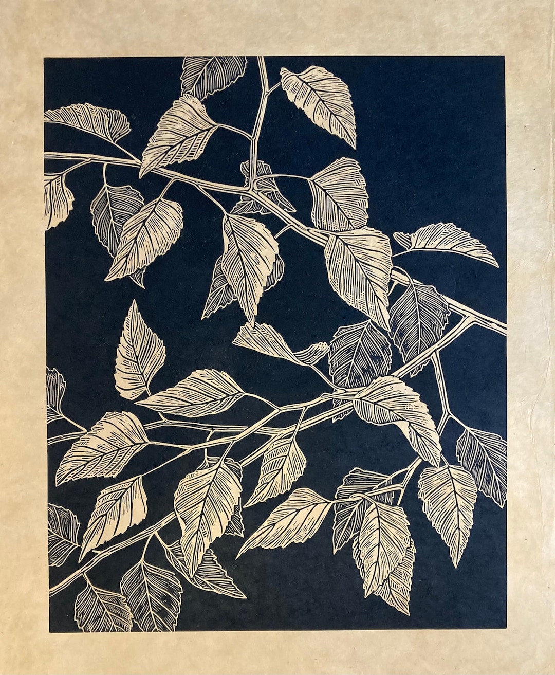 River Birch Relief Print Linocut Original Artwork - Etsy