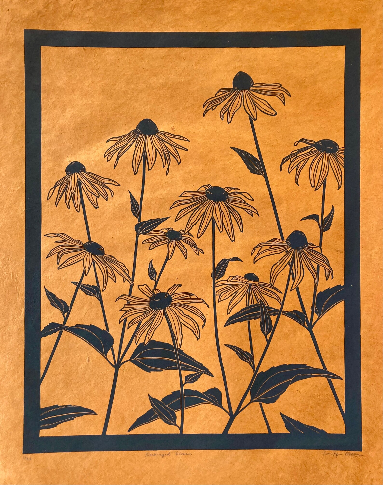 Black-eyed Susan Relief Print Linocut Original Artwork - Etsy