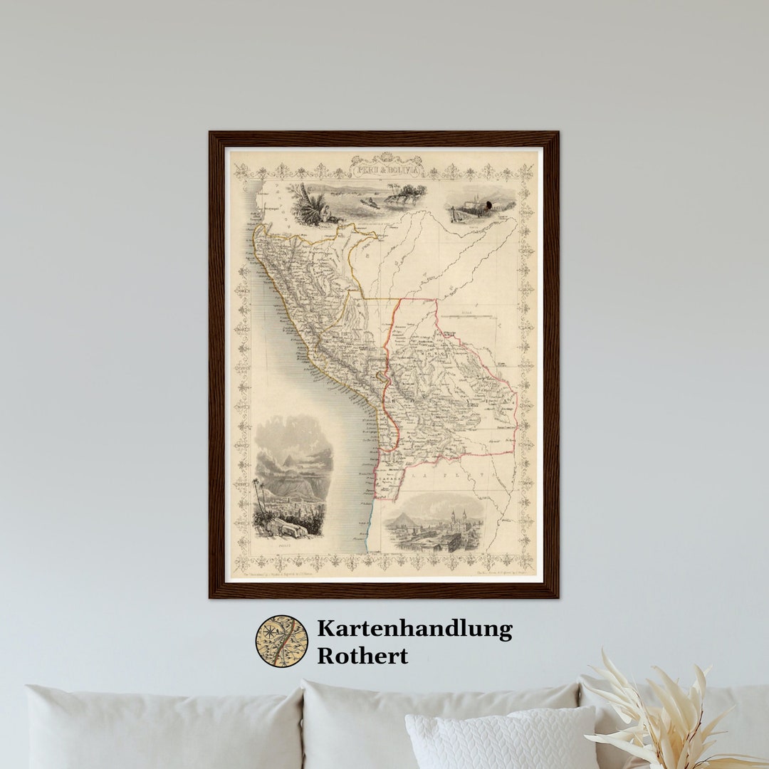 Historical Map of Bolivia & Peru Around 1850 - Etsy