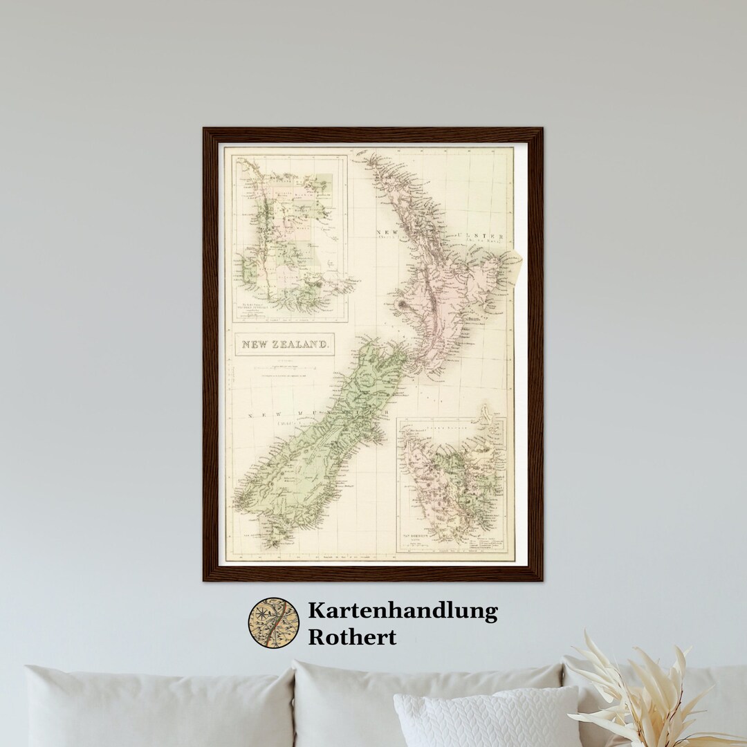 Historical Map of New Zealand Around 1854 - Etsy