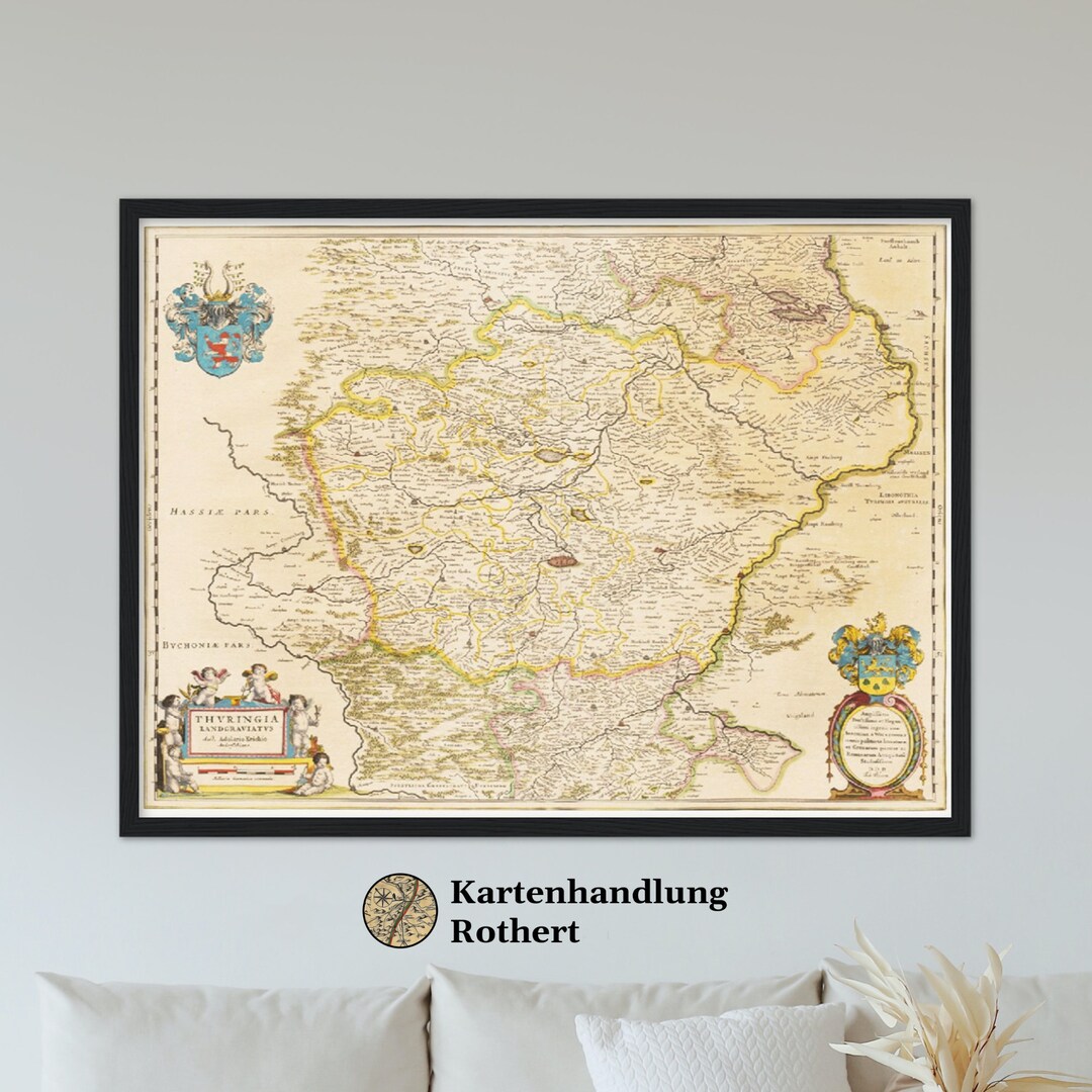 Historical Map of Thuringia Around 1635 - Etsy