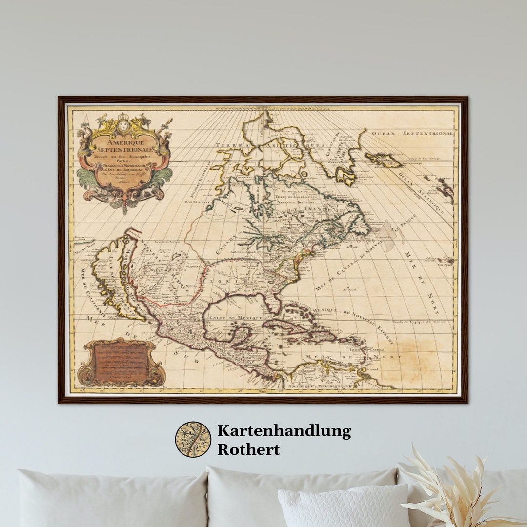 Historical Map of North America Around 1694 - Etsy