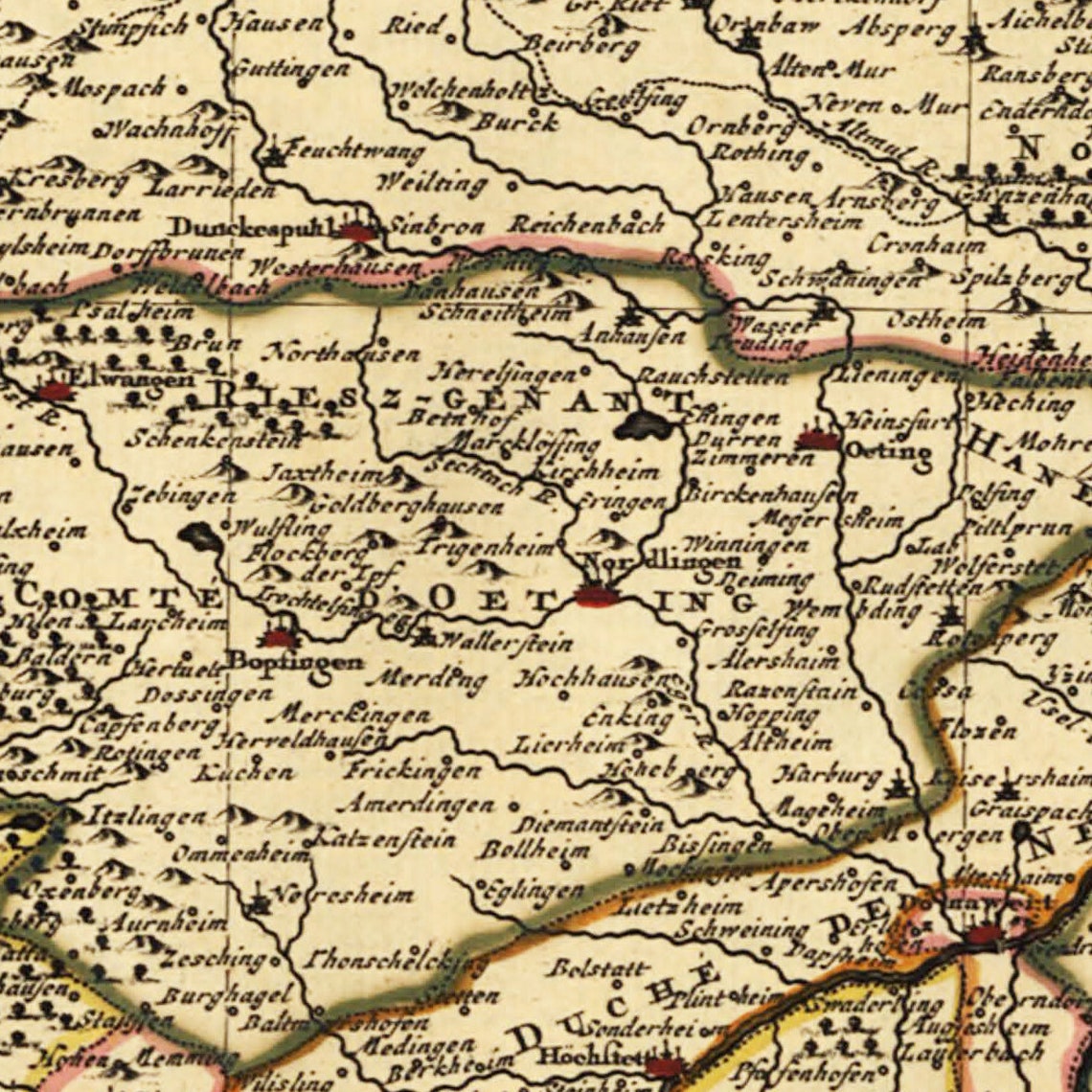 Historical map of Swabia around 1735 reprint of the map | Etsy