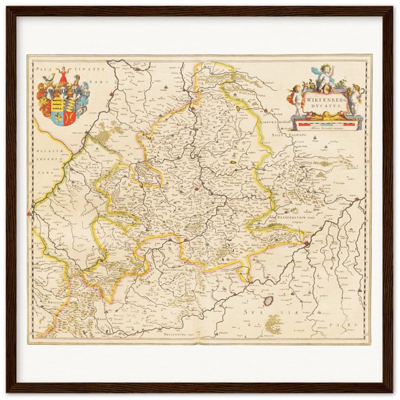 Home & Living frame optional reprint of the map Historical map of Upper ...