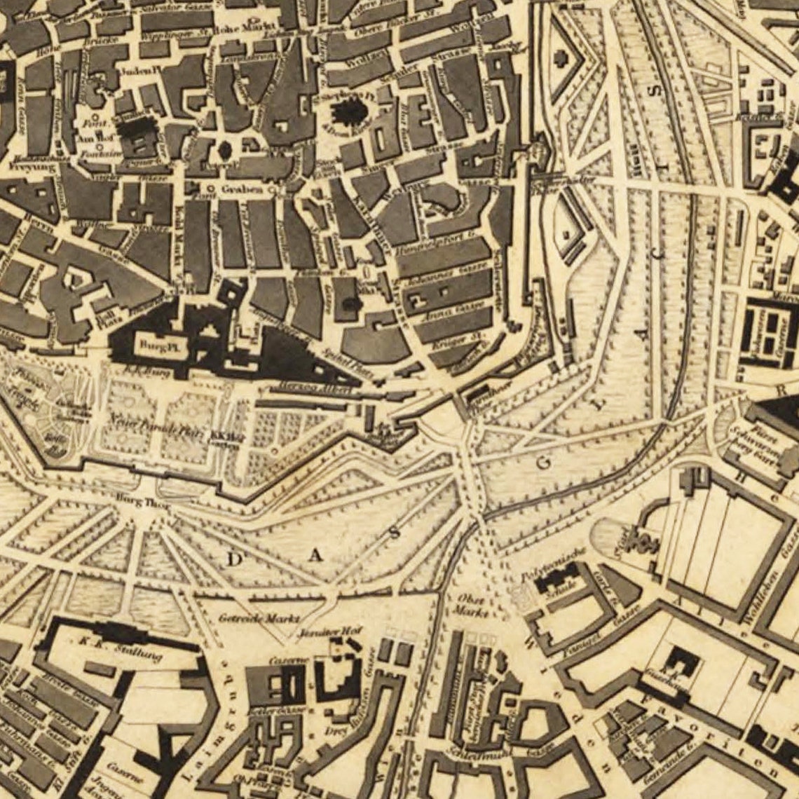 Historischer Stadtplan von Wien um 1844 Nachdruck der Karte | Etsy