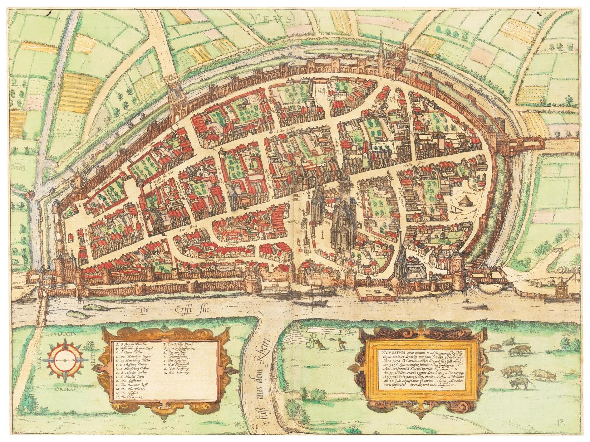 Historical City Map Neuss Around 1592 - Etsy