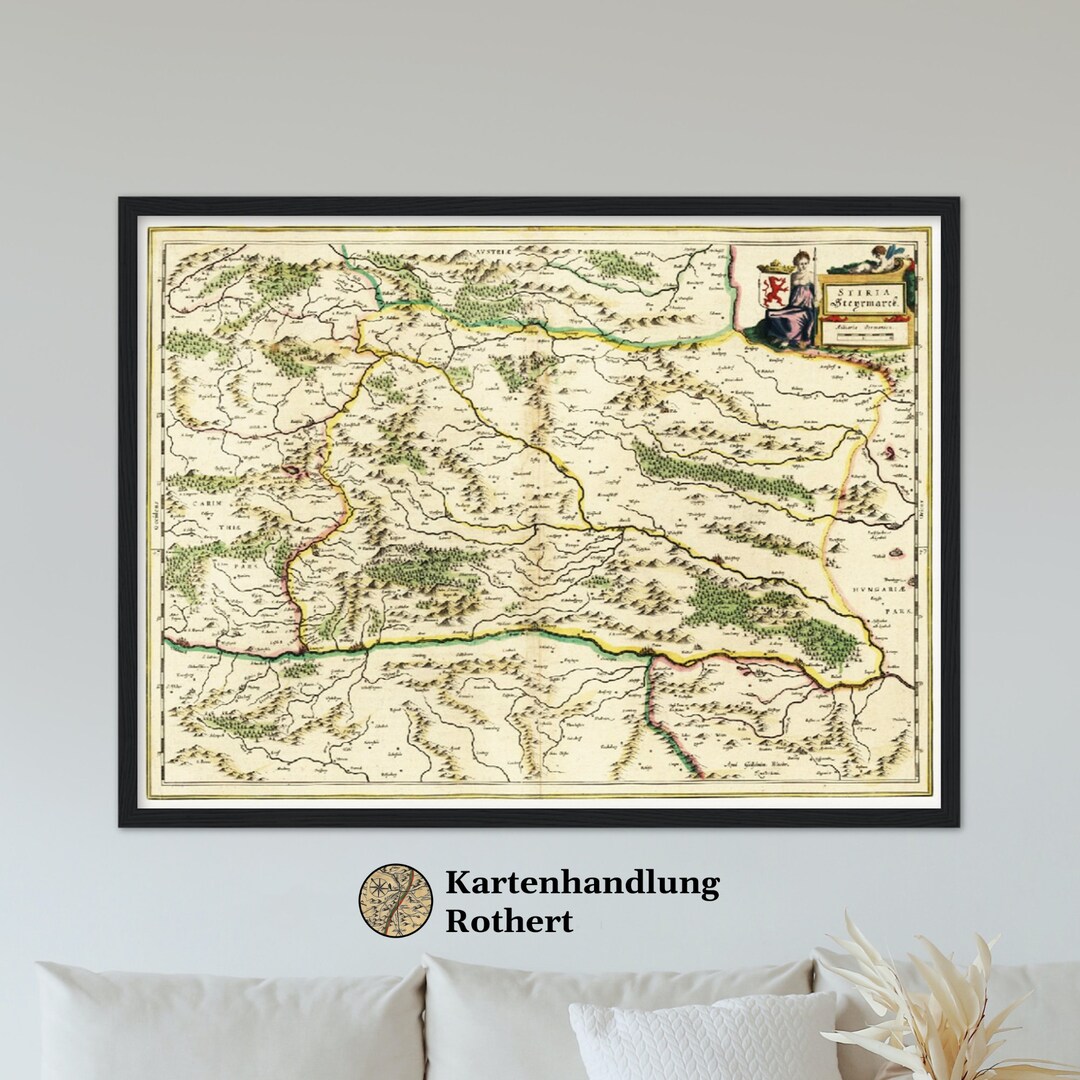Historical Map of Styria Around 1647 - Etsy