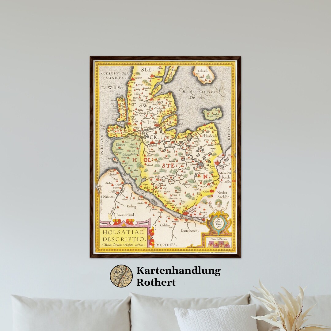 Historical Map Holstein Around 1609 - Etsy