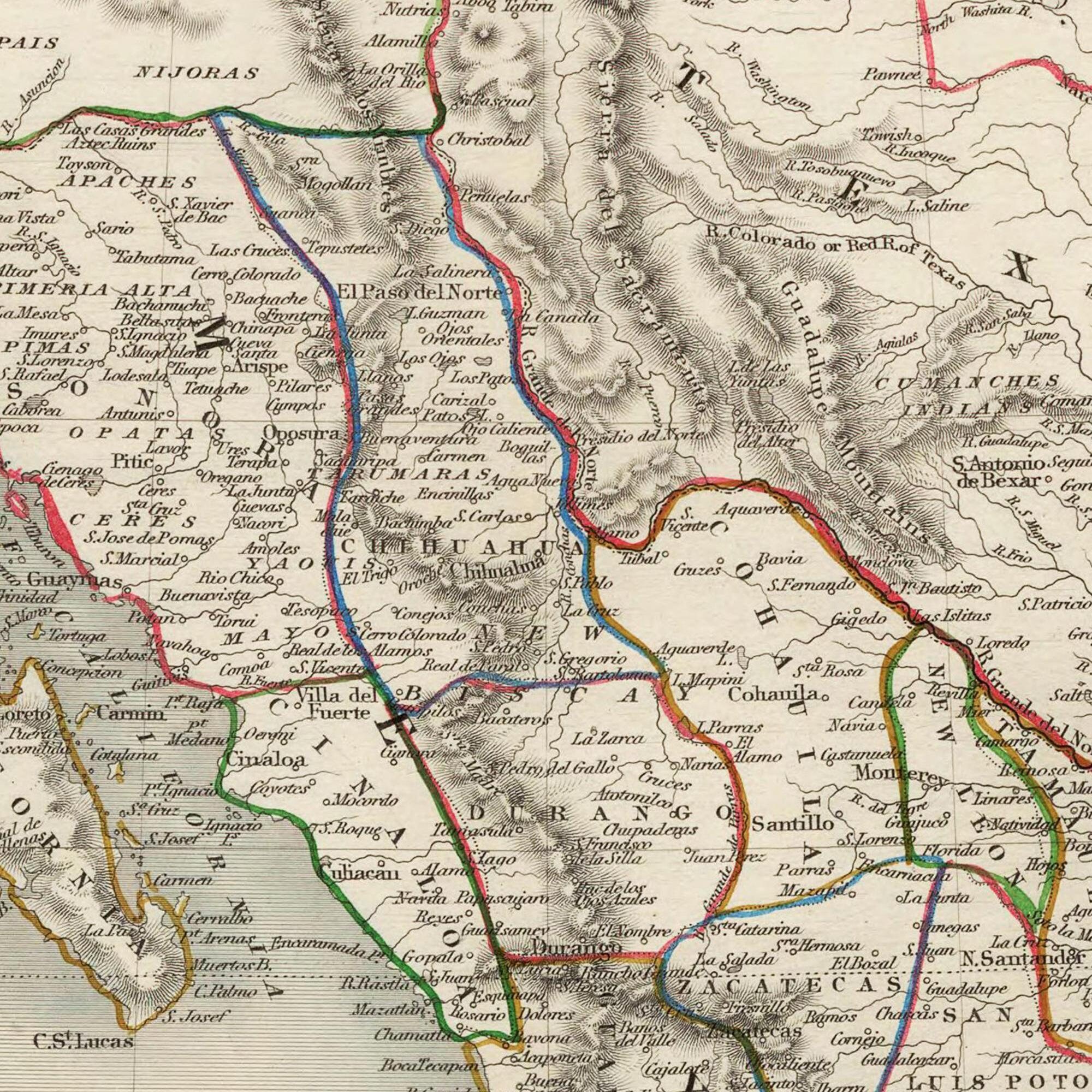 Historical Map Mexico Around 1850 - Etsy