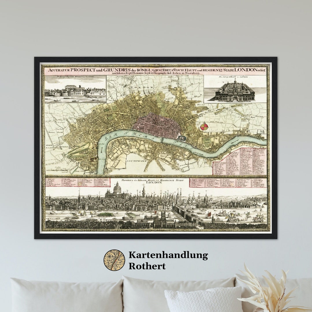 Historical City Map London Around 1750 - Etsy
