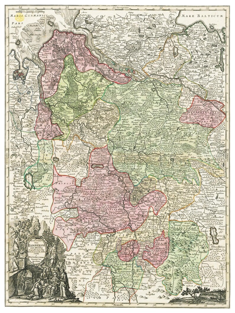 Historical Map of Hanover Around 1750 - Etsy