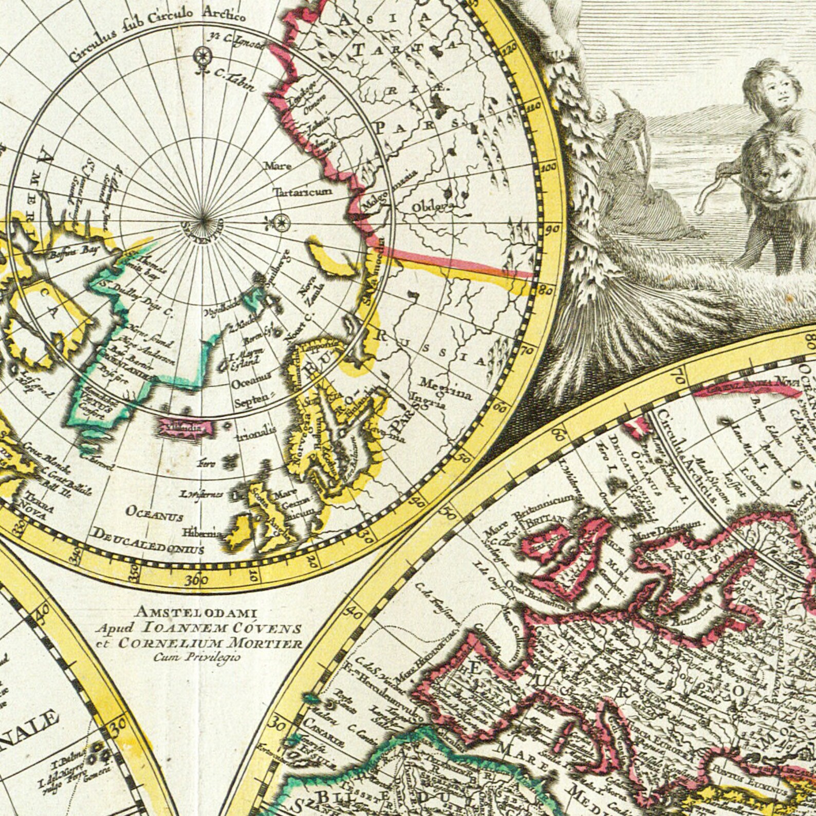 Historical world map from 1680 reprint of the map frame | Etsy