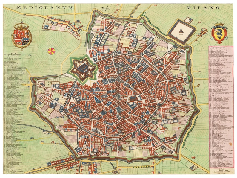 Historical City Map Milan Around 1700 - Etsy
