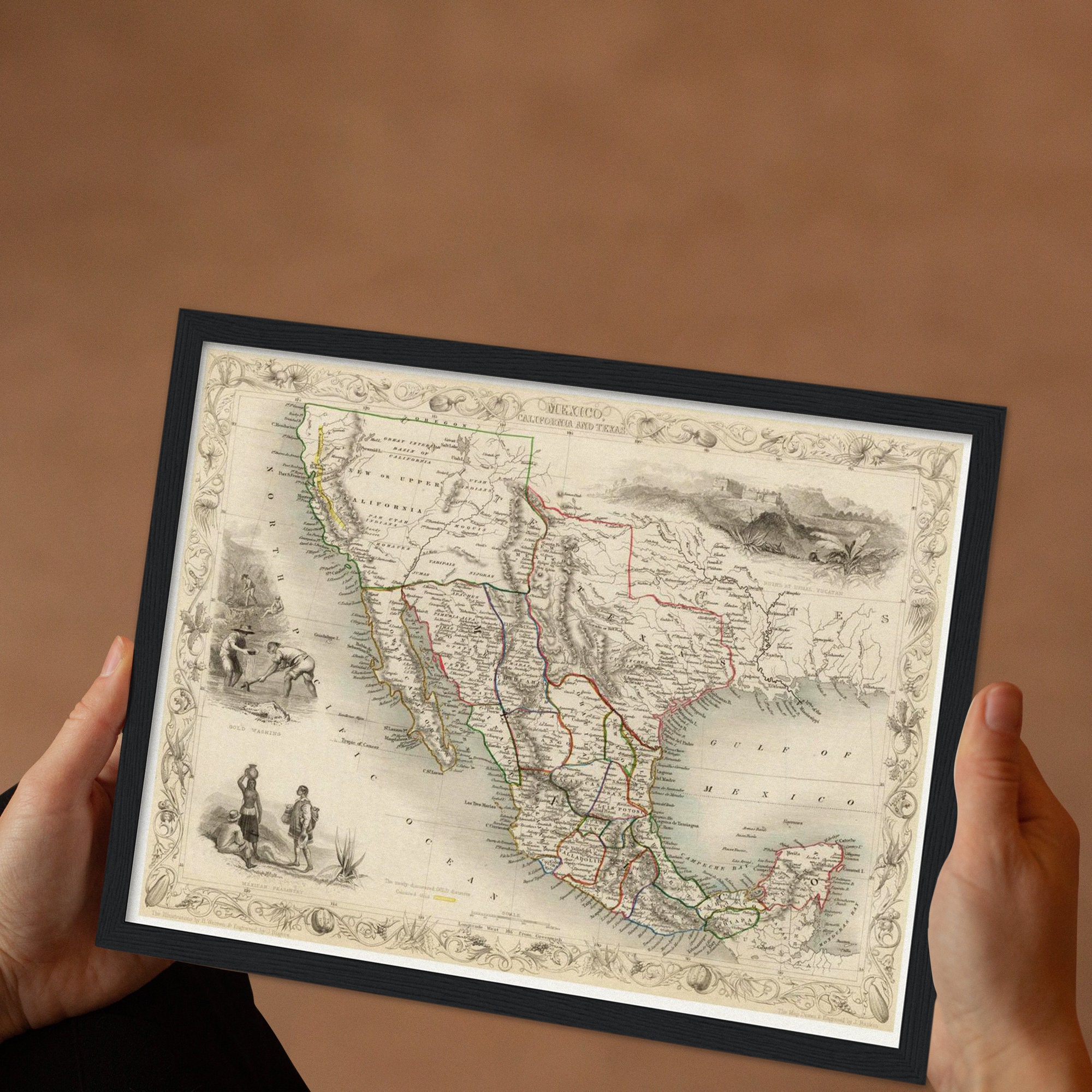 Historical Map Mexico Around 1850 - Etsy