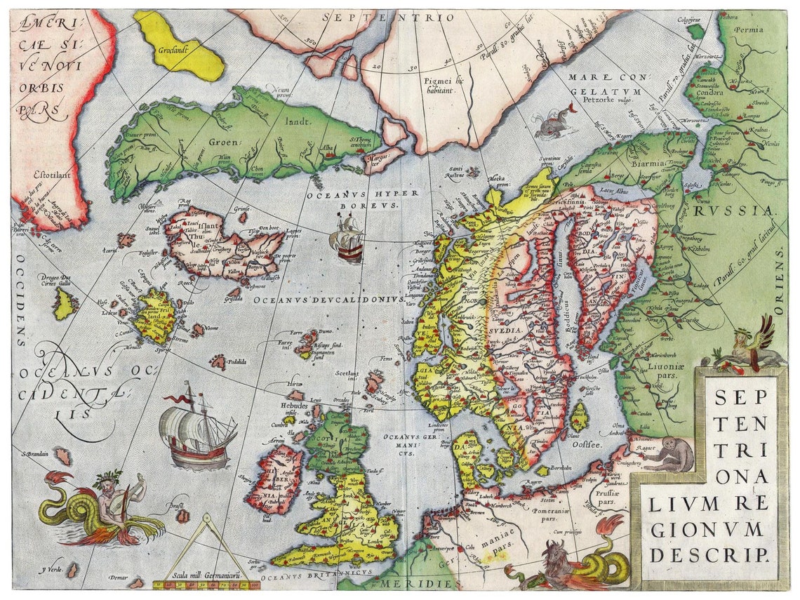 Historical Map of Northern Europe Around 1580 - Etsy