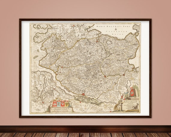 Historical Map Holstein Around 1698 Reprint of the Map | Etsy