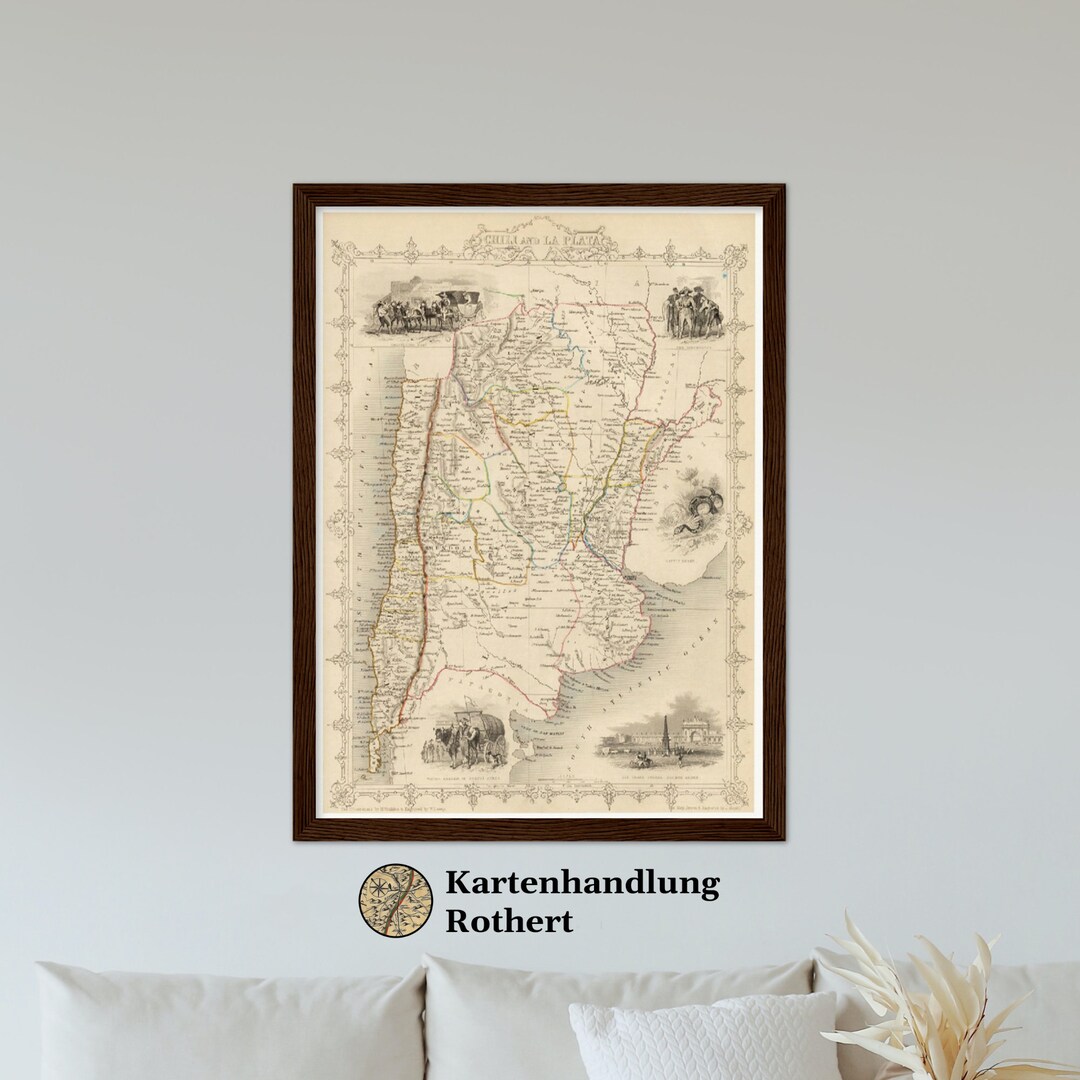 Historical Map of Argentina & Chile Around 1850 - Etsy