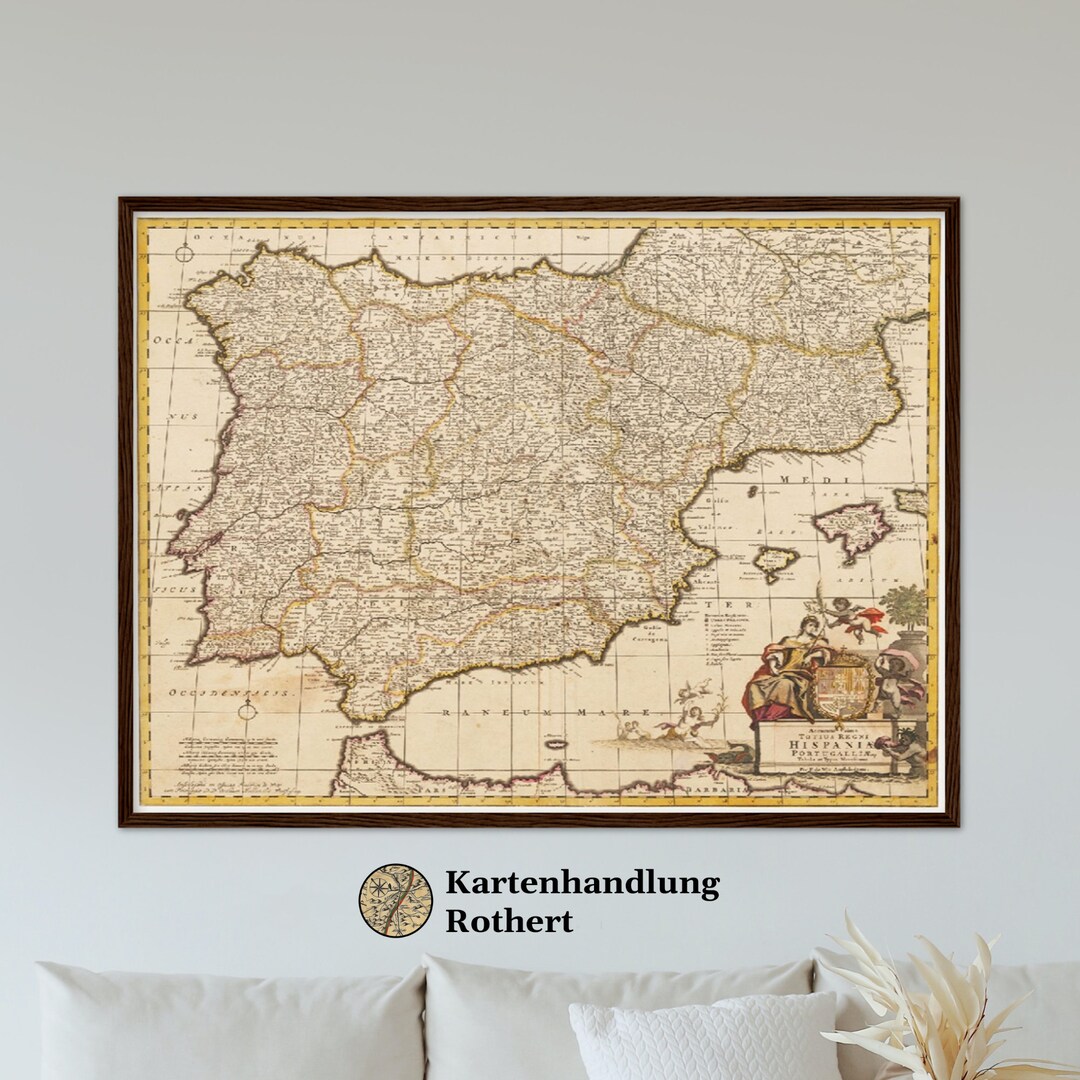 Historical Map of Spain Around 1698 - Etsy