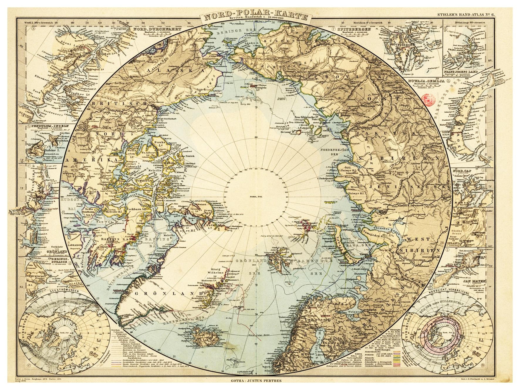 Historical Map Arctic Around 1885 - Etsy