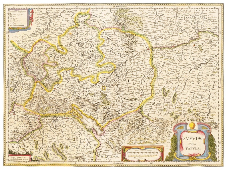 Historical Map of Swabia Around 1635 - Etsy