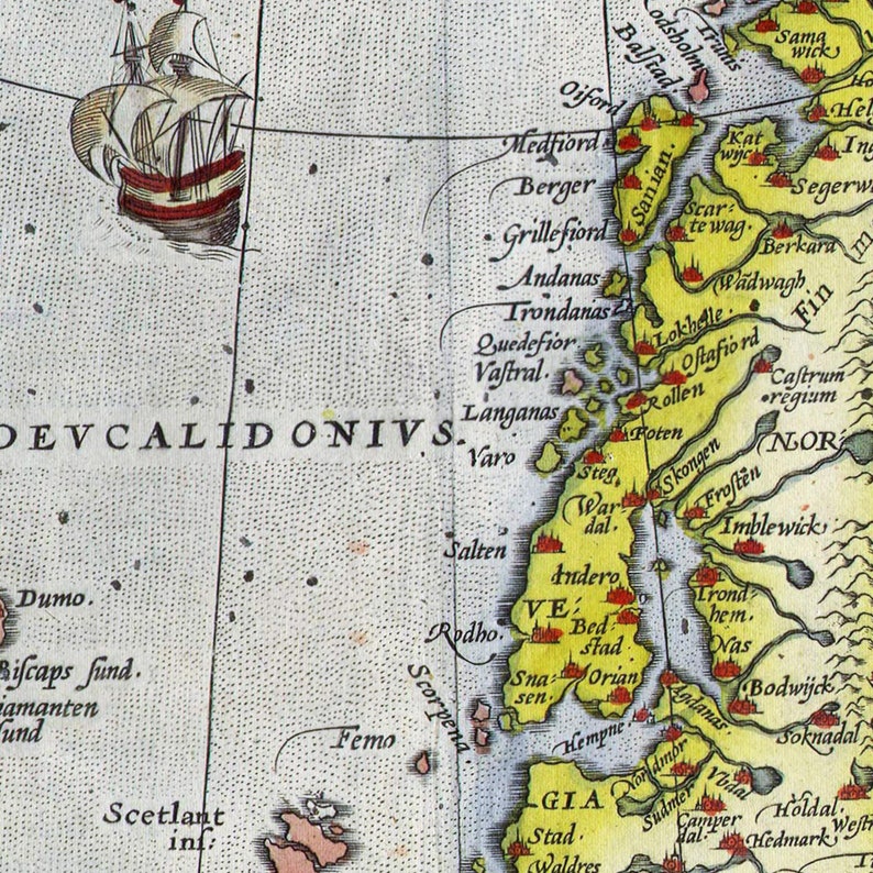 Historical Map of Northern Europe Around 1580 - Etsy