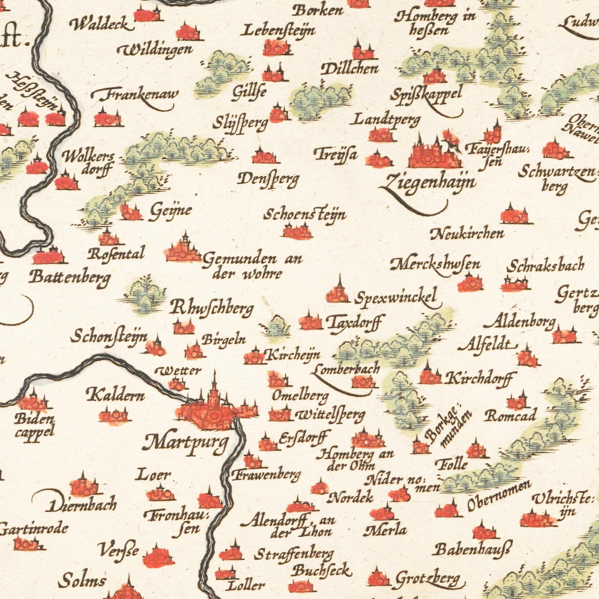 Historical Map of Hesse Around 1609 - Etsy