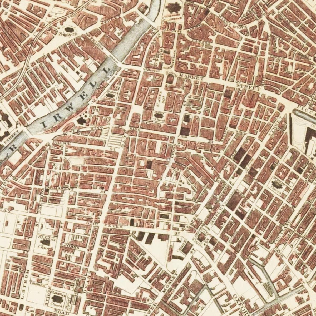 Historical City Map Manchester Around 1844 - Etsy