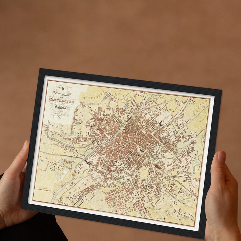 Historical City Map Manchester Around 1844 - Etsy