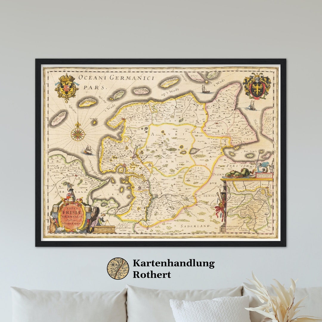 Historical Map of East Frisia Around 1635 - Etsy