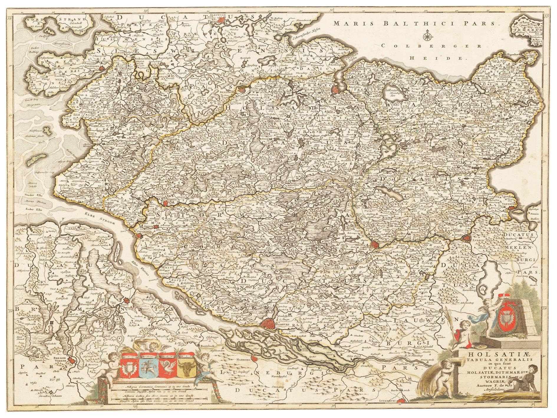 Historical Map Holstein Around 1698 - Etsy