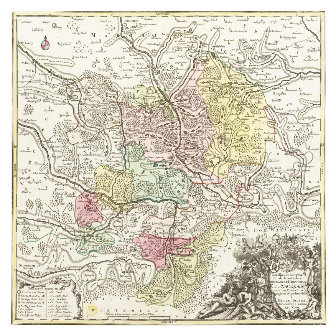Historical Map of Ellwangen Around 1750 - Etsy