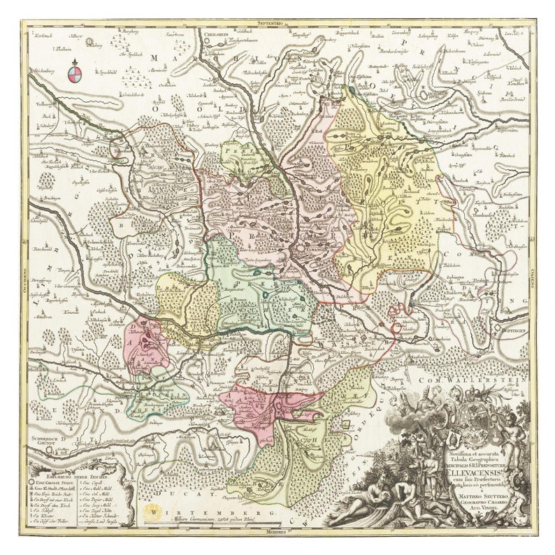Historical Map of Ellwangen Around 1750 - Etsy