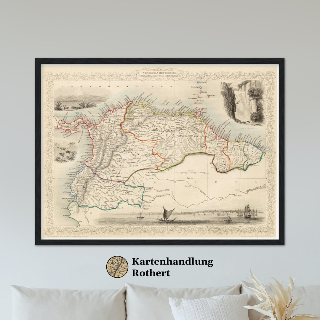 Historical Map of Colombia & Venezuela Around 1850 - Etsy