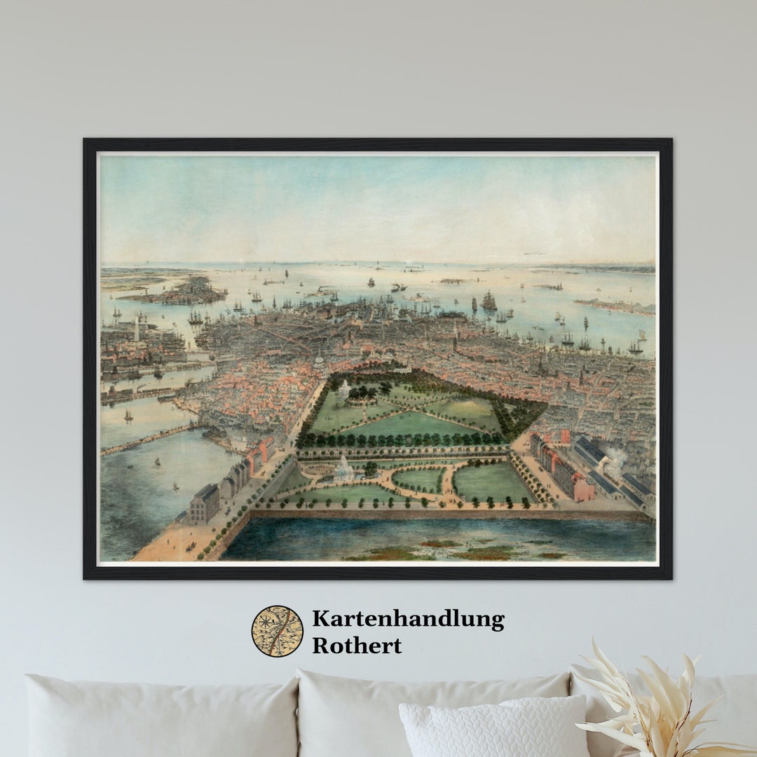 Historical City View Boston Around 1850 - Etsy