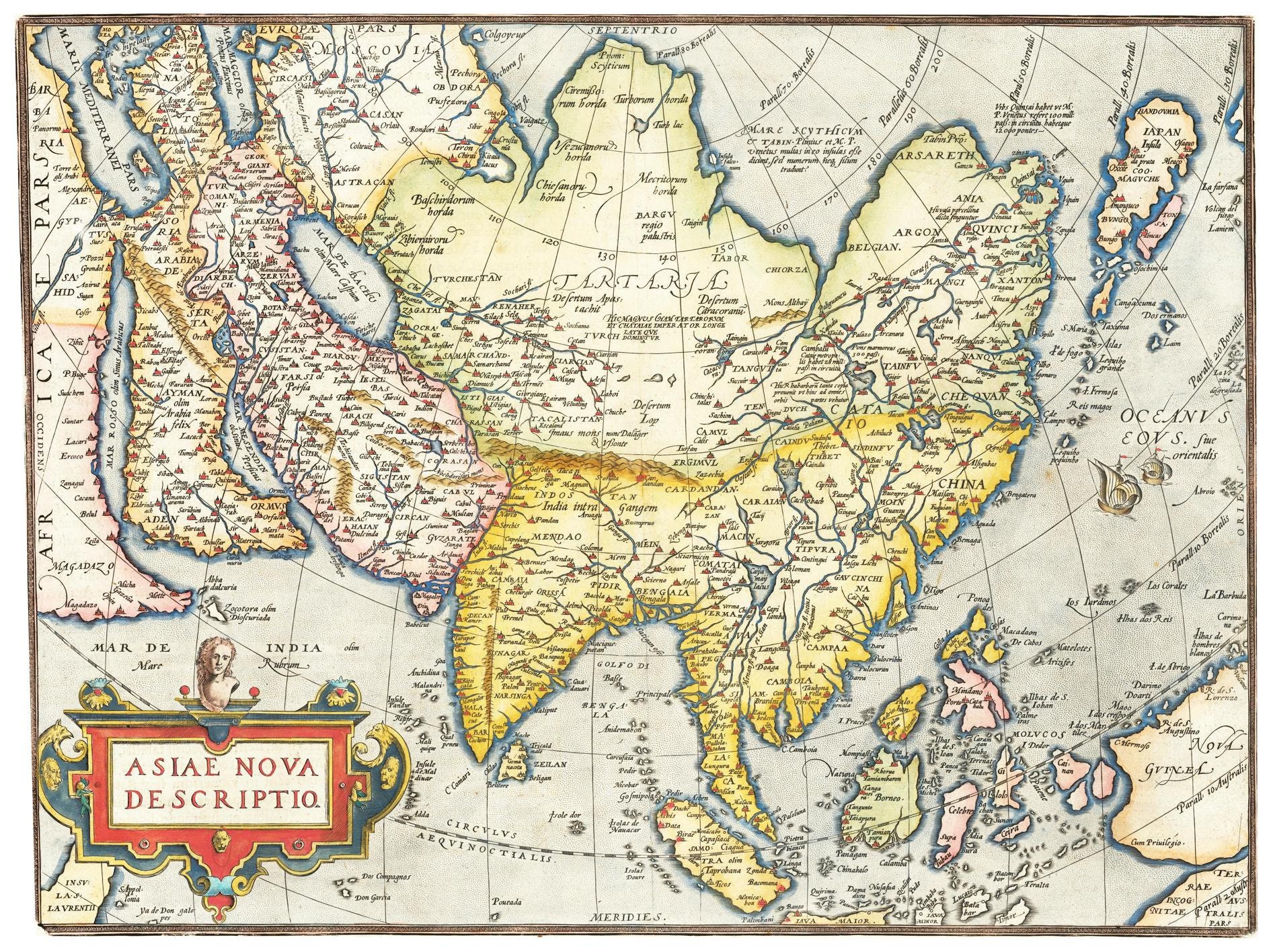Historical Map of Asia Around 1570 - Etsy
